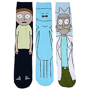 Rick and Morty Mens Casual Crew Socks 3 Pair Pack