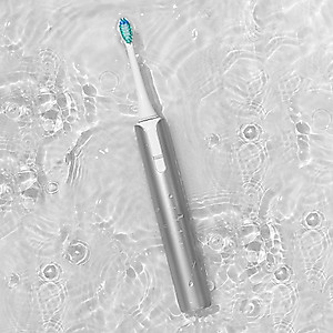 Soniclean Lux Sonic Toothbrush for Adults with 6 Toothbrush Heads, Rechargeable Toothbrush, Automatic Toothbrush, Sonic Toothbrush with Refills, Platinum