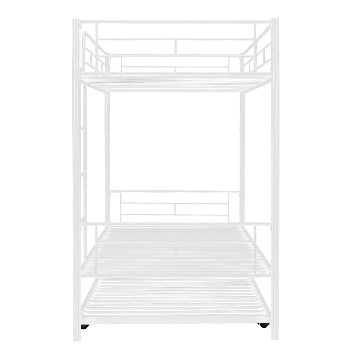 LostCat Twin Over Twin Bunk Bed with Trundle,Heavy Duty Twin Size Bunk Beds Frame with Safety Guardrails and ladders for Kids/Teen/Adults,No Box Spring Needed,White