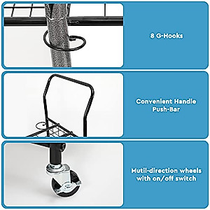 WEYIMILA Garden Tool Storage Organizer, Yard Tool Storage for Garage Garden Shed, Garden Tool Rack on Wheels,Tool Stand, up to 36 Long Handle Tool Storage, Outdoor, Heavy Duty Steel, Black