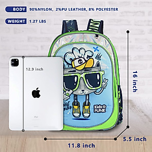 Boys Backpack 16 Inch Cute Cat Backpack for Boys Preschool Kindergarten Elementary Kids Backpacks for Boys Kawaii Light Blue Backpack Large Capacity