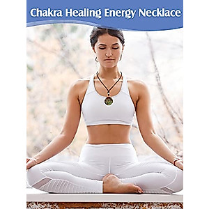 Batiyeer 10 Pieces Chakra Necklace Orgonite Necklace Crystal Pendant Necklace Spiral Chakra Healing Energy Necklace Adjustable Reversible Pendant for Women Men,1.4 Inches (Novelty)