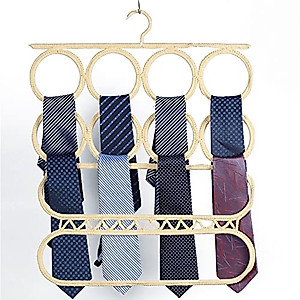 KLEAFS - Handmade Scarf Hangers for Closet with Hook for Bulky Scarf, Space-Saving Scarf Organizer, Scarf Storage Classical Lifestyle, Hijab Hangers (Beige - 8 Rings, 2 Ellipse)