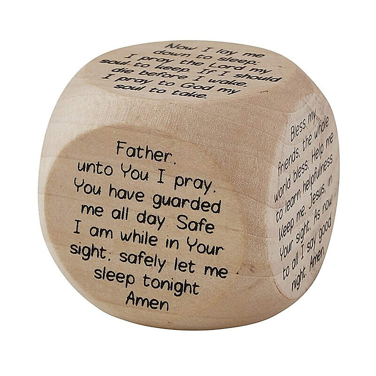 Bedtime Prayer Cubes Large Wooden Die with 6 Classic Family Prayers, 7 X 6.5 Inches