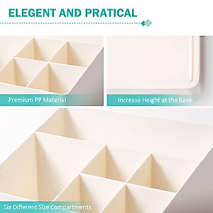 Desk Organizer, Desktop Organizers and Accessories with Pencil Holder, School Supplies Caddy Storage or Pen Holders, Teacher Office, Classroom, Bathroom,Countertop,Plastic, 6 Compartments, White