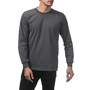 Pro Club Men's Heavyweight Cotton Long Sleeve Crew Neck T-Shirt, Large/Tall, Charcoal
