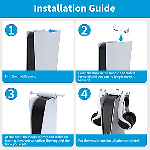 Grehge set holder, PS5 headset stand, PS5 Headphone Hook, Retractable Gaming Headsets Hanger for Sony Playstation 5, No screws, No tape, White