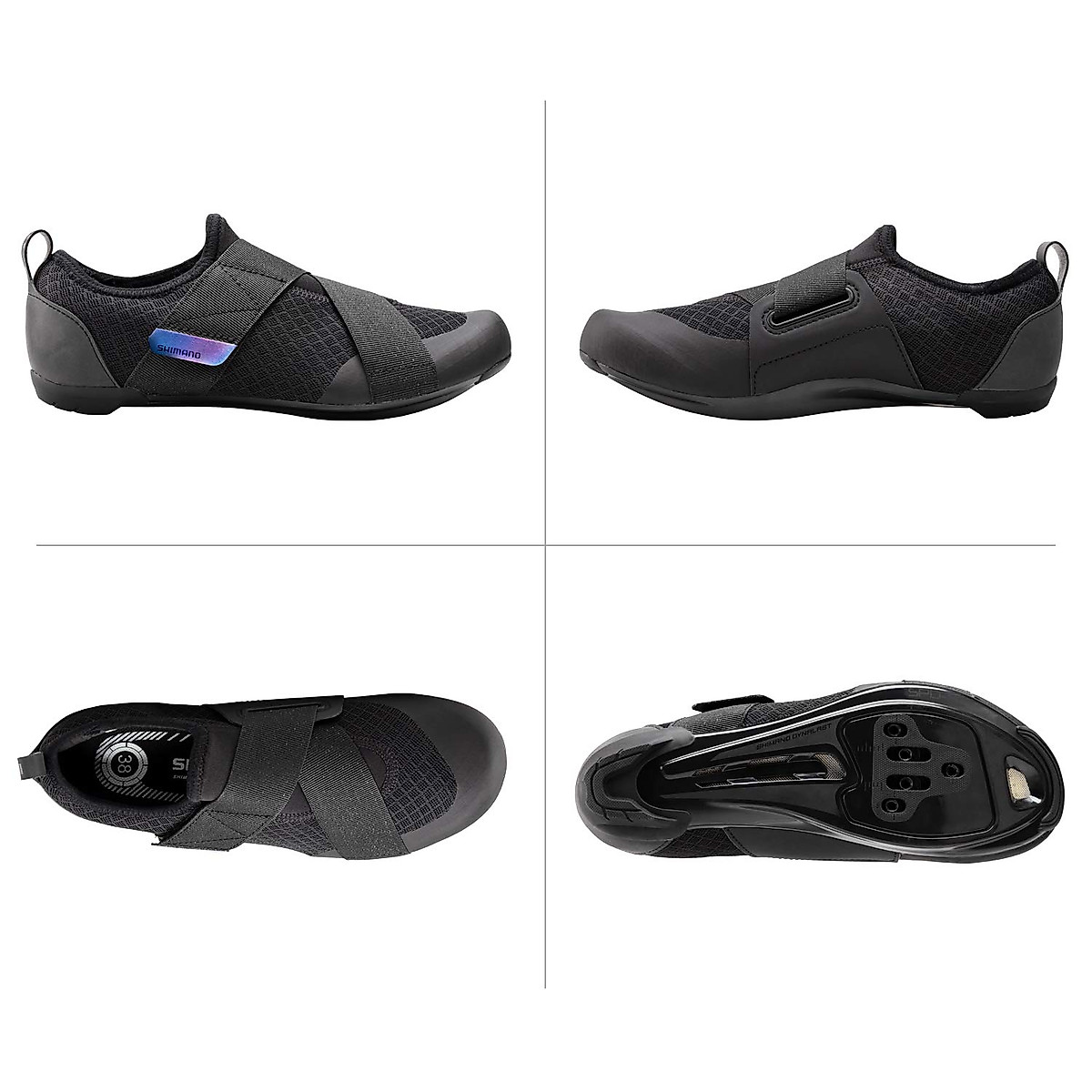 SHIMANO SH-IC100 High Performance Indoor Cycling Shoe, Black, 12.5-13 Women / 10-10.5 Men (EU 45)