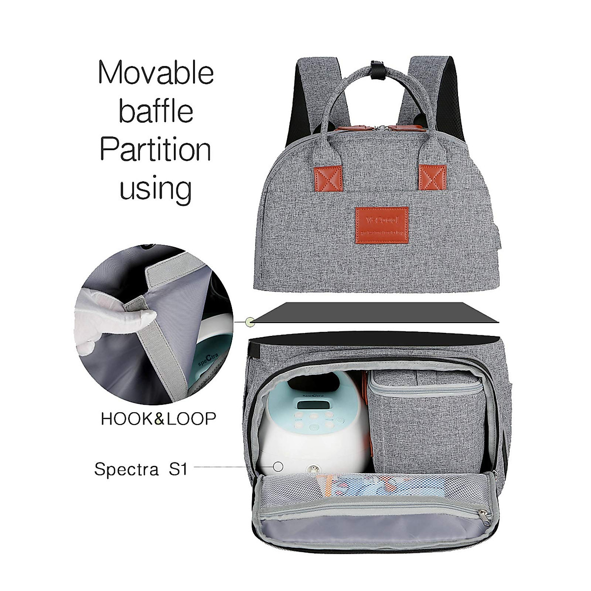 V-COOOL Breast Pump Bag Backpack for Work Mom (Gray) and Breast Pump Parts Wet Bag(Leaves)