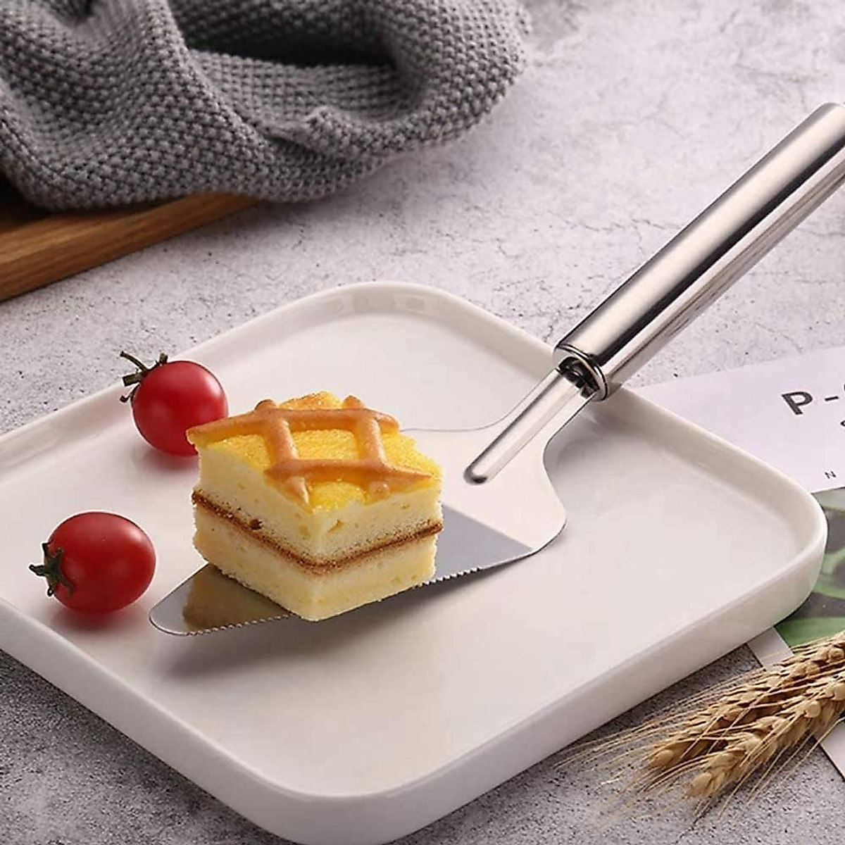 WEISHA Pie Server Stainless Steel Serrated Spatula with Comfortable Handle for Cutting and Serving Desserts Pizza Cake Baking Tools(Pie Server)