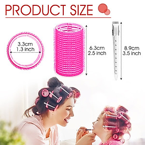 Hair Curlers Rollers, 12Pcs Hair Rollers Hair Curlers Self Grip Holding Rollers with 12 Pcs Hair Clips for Long Medium Short Thick Fine Thin Hair Bangs Volume
