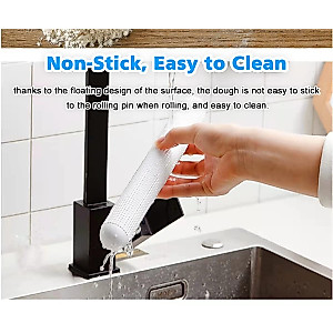 Tinkeep Plastic Rolling Pin for Baking Dough Roller Pin Nonstick Kitchen Rolling Pin for Cake Bread Pizza Dishwasher Safe Floating Point Design 14.5-Inch,9.8-Inch(2 Pack)