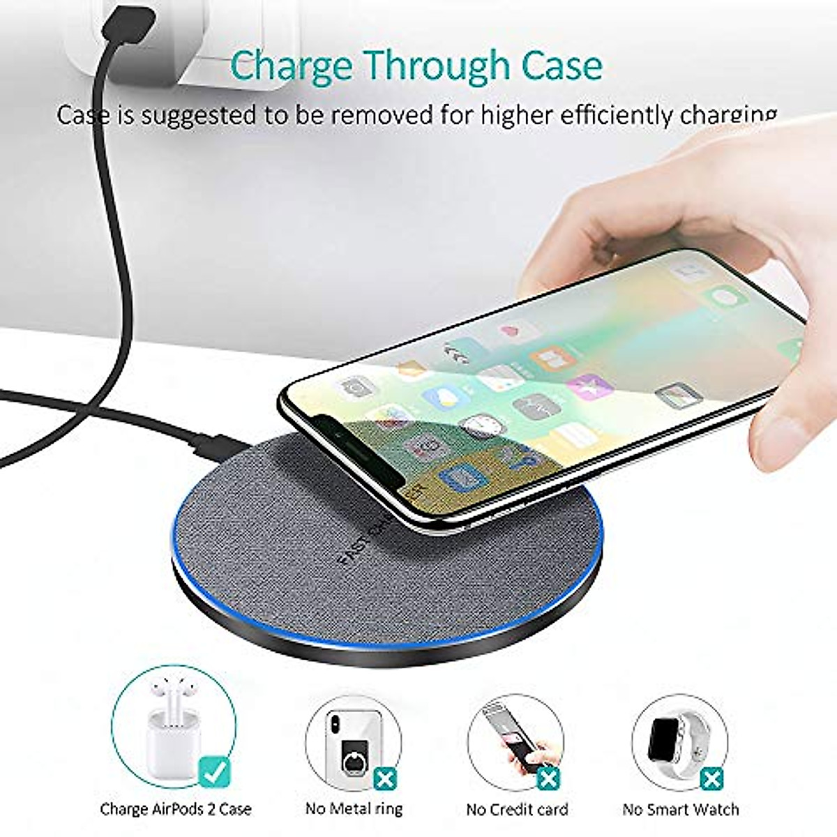 2022 Wireless Charger, Qi 20W Max Fast Charging Pad Compatible with Samsung Galaxy S22/S22 Ultra/S21/S20 fe,Google Pixel,LG,iPhone 13/12(No AC Adapter