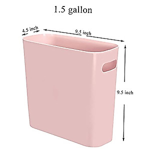 Youngever 1.5 Gallon Slim Trash Can, Plastic Garbage Container Bin, Small Trash Bin with Handles for Home Office, Living Room, Study Room, Kitchen, Bathroom (Pink)