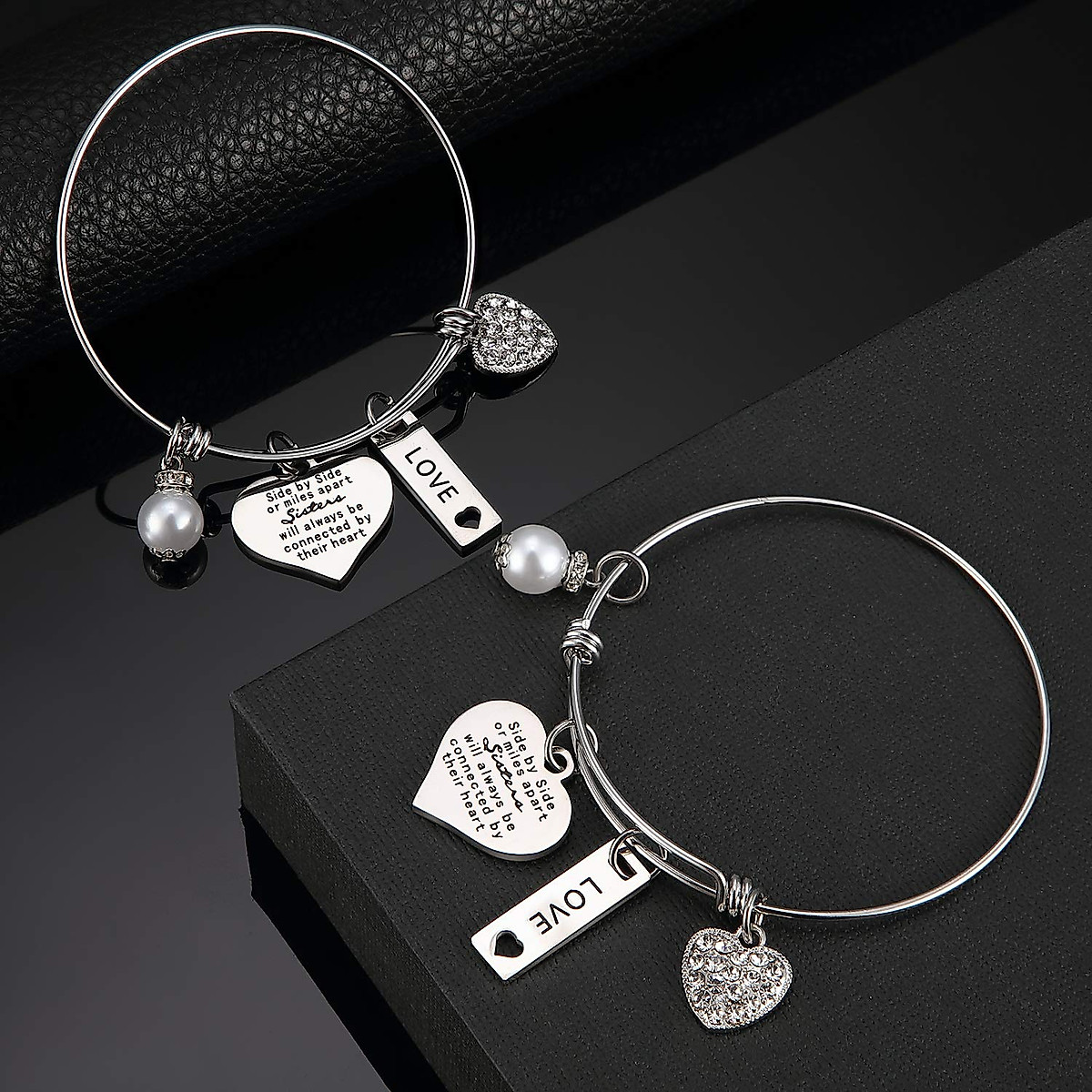 2 Pack Sister Bracelet Sister Jewelry for Women Girls Best Friends Bracelets Gifts for Birthday Graduation Christmas Day (Style B)