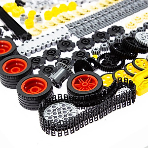 Habow 1085pcs Technic-Parts Gears-Axle-Pin-Connector Compatible with Lego-Technic Shock bsorber Wheels Chain Link Frame Joints Cam Worm Cogs Steering Differential Kit. MOC Pieces for Building-Blocks.