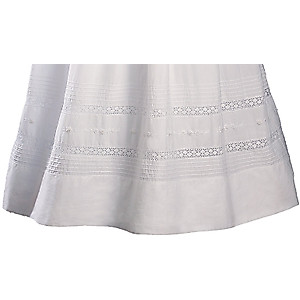 33" White Cotton Short Sleeve Christening Gown Baptism Gown with Hand Embroidery 3M