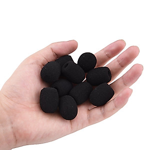 Sunmns 10 Pack Mini Small Size Lapel Headset Microphone Windscreen Foam Cover, Black
