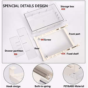 Simfree Pull Out Fridge Drawer,Fridge Drawer Organizer,Refrigerator Drawer Organizer,Pull Out Shelf Storage Transparent Organizer for Egg,Fruit,Vegetable,Seafood,Beef-4 compartments