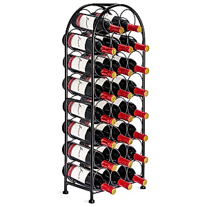 Sorbus Metal Wine Rack - Bordeaux Chateau Style Wine Cellar Stand - Holds 23 Bottles - Minimal Assembly (Black)