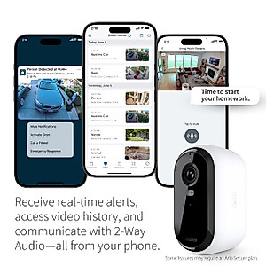 Arlo Essential Security Camera 2K | Indoor - Outdoor | 2nd Gen | Wireless with Spotlight, 2-Way Audio, Color Night Vision, Live Stream, Motion Activation, Real Time Notifications - White, 2 Camera