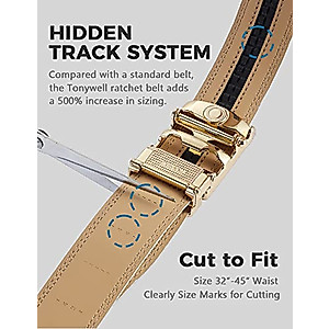 Tonywell White Belt Men, Ratchet Belt Leather Genuine 1.5 Inch Wide for Dress Pants & Jeans