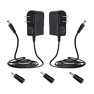 2 Pack 12V 1A/1000mA 10ft Long Power Supply Adapter, 12W AC to DC Adapter Cord with 3 Tips for LED Strip Lights, Keyboard, BT Speaker, Router, Monitor,Webcam, CCTV Camera, UL Listed