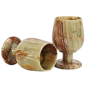 Radicaln Marble Wine Glasses Set of 2 Green Onyx 5.5 x 3.5 Inches 8.4 oz Handmade Wine Glass Set - Marble Stone Champagne Glasses