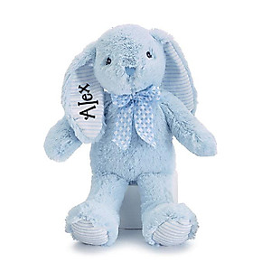 Personalized Blue Bunny Soft and Floppy Ear Keepsake Easter Bunny - 8 Inches