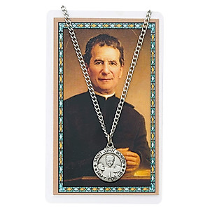 St John Bosco Prayer Card With Medal Patron Saint Catholic Christian Pendant Charm