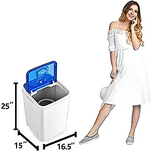 Qzexun Portable Machine Single Tub Wash and Spin Dryer,11lbs Capacity for Camping Apartment Dormitory, Blue