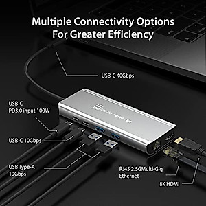 j5create USB4 8K Multi-Function Hub - 8K60/4K144 HDMI, 2.5G Ethernet, PD Charging, 10Gbps USB-A, 10Gbps USB-C Ports | Compatible with MacBook, Windows, Thunderbolt 3/4, and USB4 Devices (JCD403)