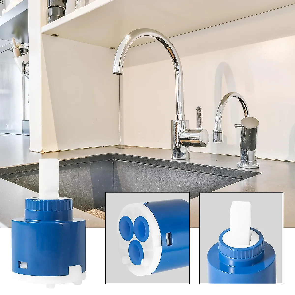 2 PCS Diameter 35mm Faucet Valve Cartridge, Gear Cartridge Faucet Replacement Parts for Single Handle Kitchen Basin Shower Faucet Suitable for Spanish Track Spool Faucets