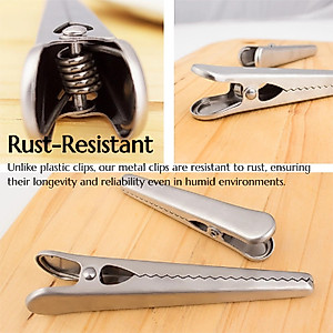 KINTEGOOD 6pcs Stainless Steel Food Clips Chip Clips Jaw Sealing Clips, Bag Clips Alligator Clips Bag Sealing Clips for Snack Bread Coffee Food Bag (6*Silver)