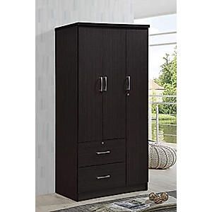 Hodedah 3-Door 2-Drawers, 3-Shelves in Chocolate Bedroom Armoires, 21"D x 36"W x 72"H