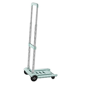 shamjina Luggage Cart Folding Hand Truck Solid Construction Compact Adjustable Handle Utility Cart Dolly Truck for Office Moving Transportation Auto, 4 Wheels Light Green