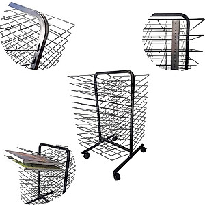 Art Drying Rack, 25-Tier Mobile Clothes Rack with Wire Rack for Artwork, Drying and Printing Rack, Protect Artwork While Drying, Great for Schools and Art Clubs