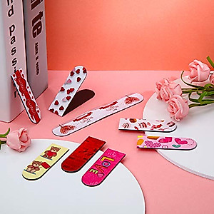 48 Pieces Valentine's Day Magnetic Bookmark Cute Magnetic Page Bookmark Assorted Magnet Page Markers for Valentine's Day Classroom Reward