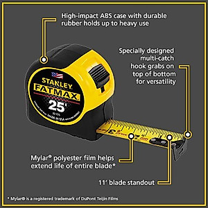Stanley Tools 33-725 4 Pack 25ft. Fatmax Tape Rule, Yellow