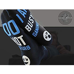 Gamer Gaming Socks, Do Not Disturb Im Gaming Socks for Men, Boys and Teens, Gifts, Fun Socks and Novelty Gifts (Medium, Blue DND)