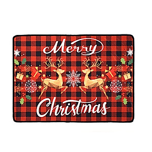Juephe Non-Slip Christmas Rugs Christmas Mats 20 x 28.5 Inches， Holiday Rugs Winter Welcome Doormats Floor Mat for Indoor Outdoor Xmas Rug Home Garden Welcome Door mat Style 4
