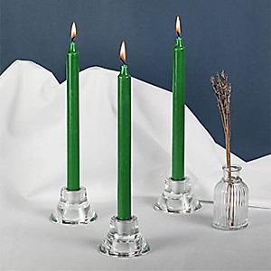 CANDWAX Green Taper Candles Pack of 12 - Straight Candles 12 inch Ideal as Unscented Candles, Dinner Candles and Table Candles - Slow Burning Candles Dripless - Smokeless Long Candlesticks