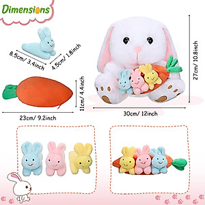 Easter Bunny Stuffed Animals with 3 Bunnies in a Carrot Rabbit Decor 10 Inches Easter Rabbit Plush Soft Cute Bunny Plush Toys Desktop Decoration for Boys and Girls Holiday Birthday Gift(Bunny)