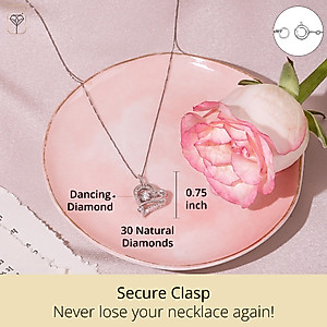 MAX + STONE 1/5 Carat Natural Diamond Golden Glimmer Dancing Diamond Heart Pendant Necklace for Women | 10k Gold Heart Necklace for Women | White Gold Diamond Necklace for Women