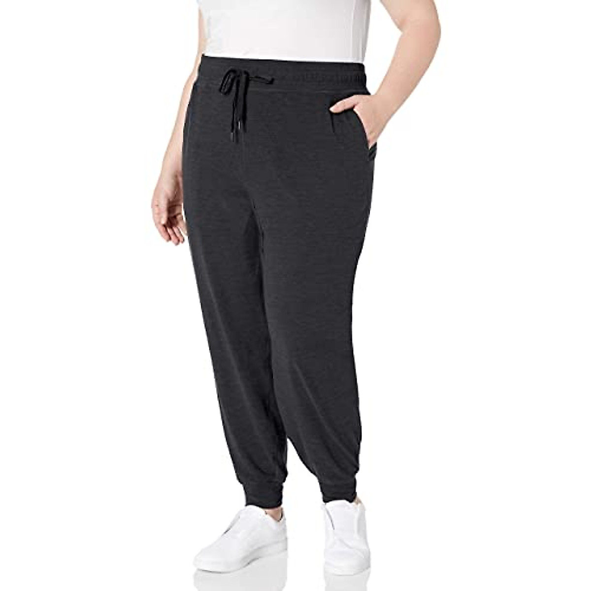 Amazon Essentials Women's Brushed Tech Stretch Jogger Pant (Available in Plus Size), Black Space Dye, 4X