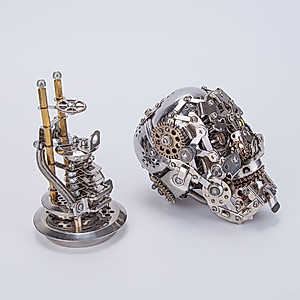 3D Steampunk Skeleton Metal Puzzle, Trendy Skeleton Model Mechanical Movable DIY Assembly Kit with Tool, 3D Puzzles Ornaments Gift for Adults Kids- 4 Hours (200+PCS)