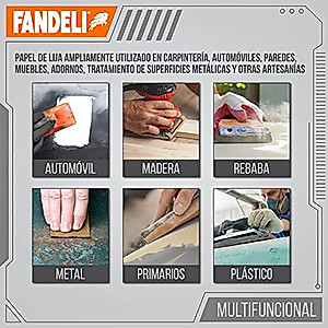 Fandeli | Multi-Purpose Sanding Paper | Assorted Grits (80,120,220) | 25 Sheets of 9'' x 11'' | Perfect for Sanding Metal and Sanding Wood | Hand Sanding | Orbital Sanders
