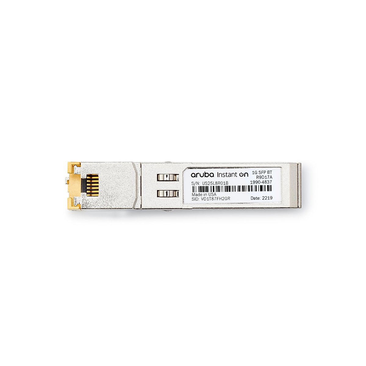 HPE Networking Instant On 1G SFP RJ45 Transceiver for Copper Ethernet Category 5e Connections Up to 100 Meters (R9D17A)