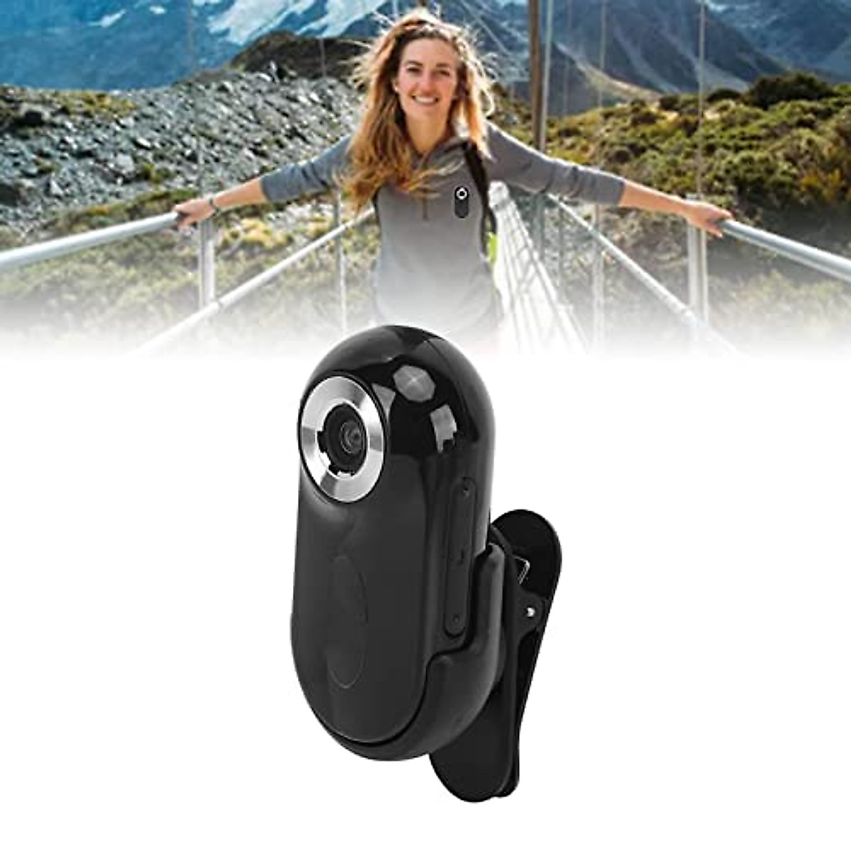 Airshi Body Camera, Rugged Sports Camera 1080P HD Outdoor Portable 30fps Image Clip Design for Hiking (Black)