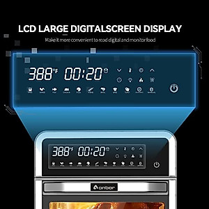 Aonbor Air Fryer Toaster Oven, 15.5 Quart Stainless Steel Convection Oven with One-Touch Control, 10-In-1 Countertop Combo, Dehydrator, Toast, Pizza, Rotisserie